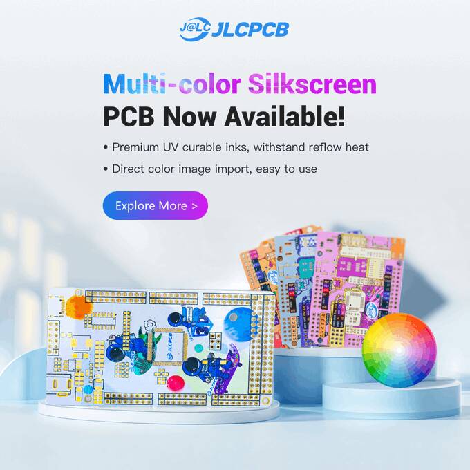 PCB manufacturing service using colored silk started at JLCPCB