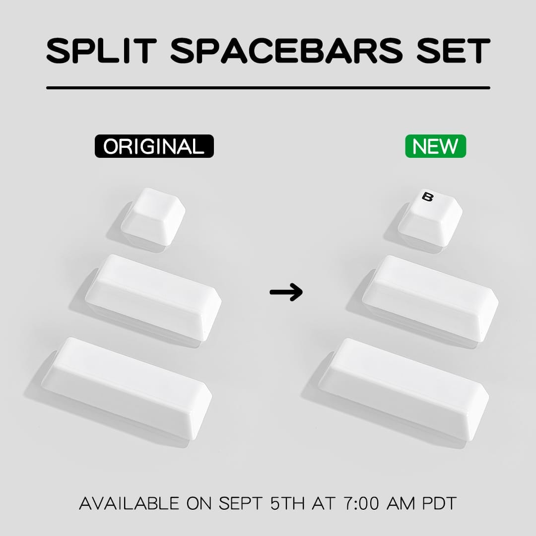Cerakey's Split Spacebars Set has been redesigned and restocked